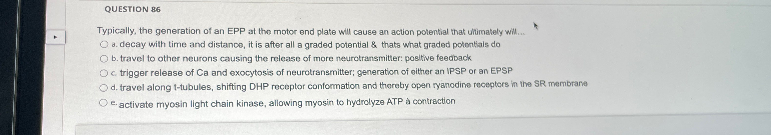 Solved QUESTION 86Typically, the generation of an EPP at the | Chegg.com