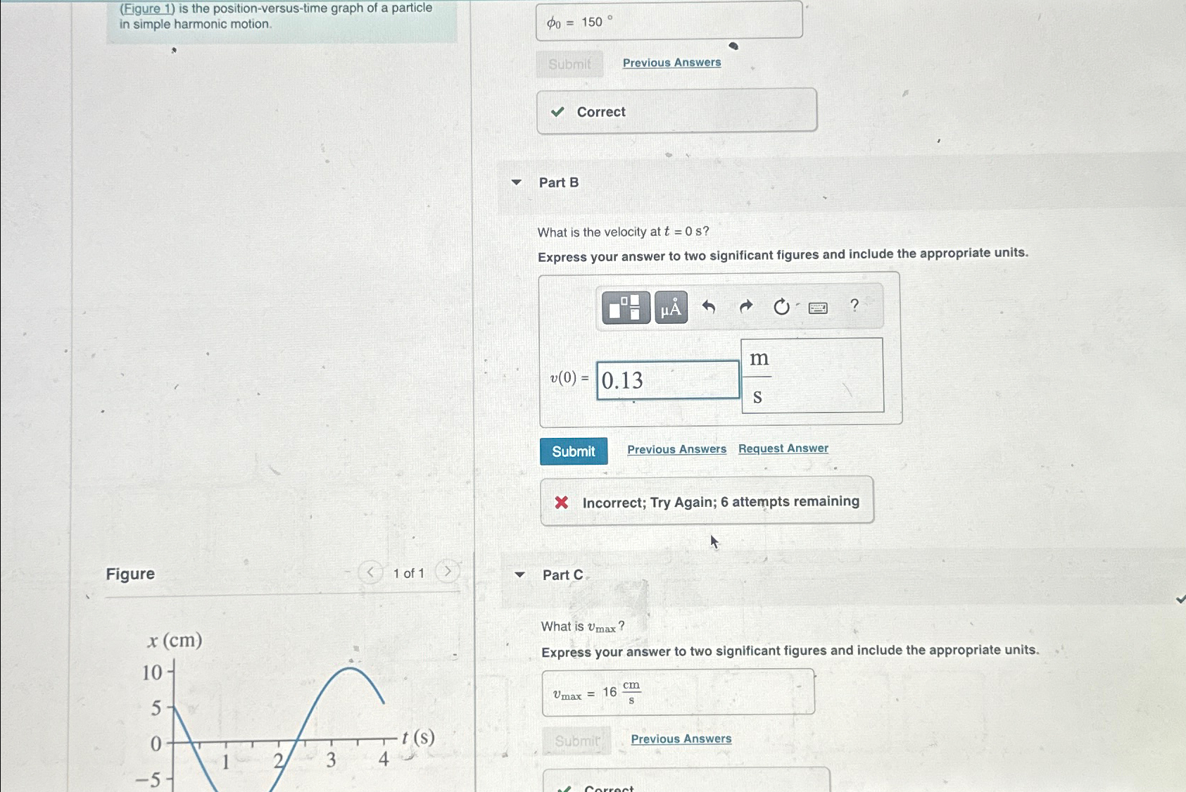 Solved (Figure 1) ﻿is the position-versus-time graph of a | Chegg.com