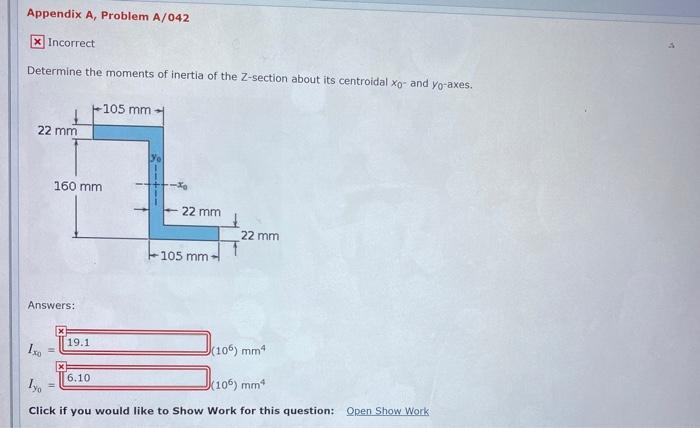 Solved Appendix A, Problem A/042 x Incorrect Determine the | Chegg.com
