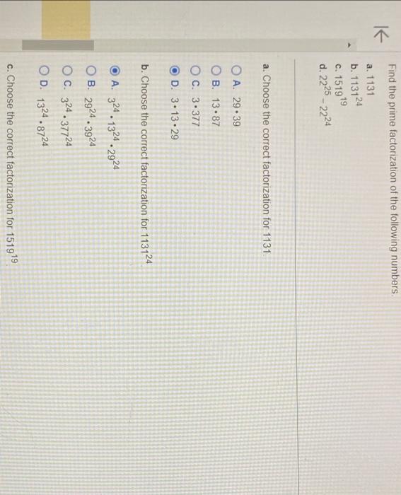 Solved Find the prime factorization of the following | Chegg.com