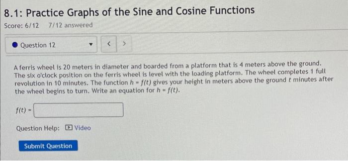 Solved Questions on Practice Graphs of the Sine and Cosine | Chegg.com