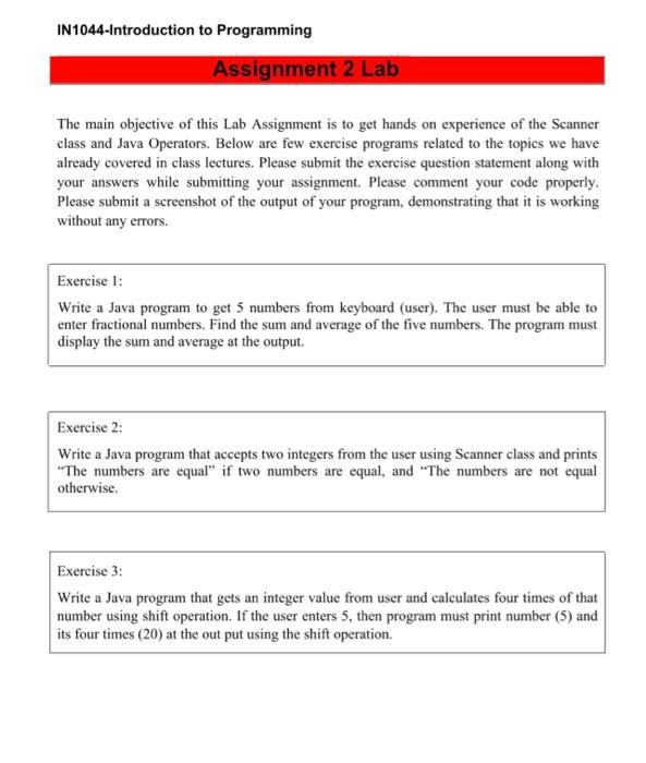 Solved In1044 Introduction To Programming Assignment 2 Lab