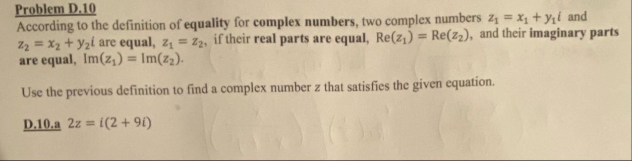 Solved Problem D. 10According to the definition of equality | Chegg.com