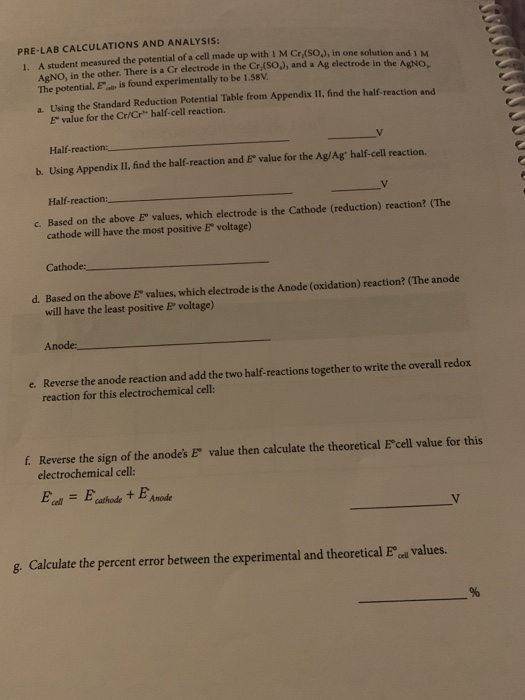 Solved PRE-LAB CALCULATIONS AND ANALYSIS: student measured | Chegg.com