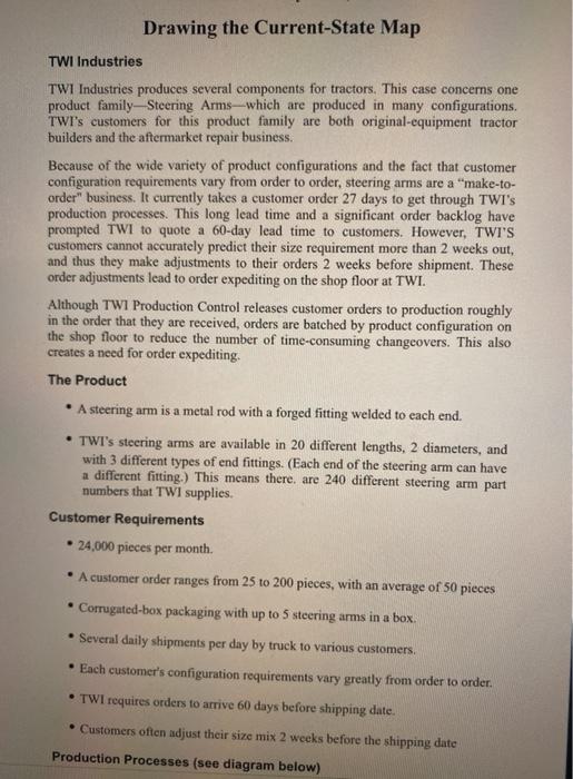 Drawing the Current-State Map TWI Industries TWI | Chegg.com