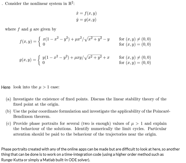 Solved Consider the nonlinear system in R2 | Chegg.com