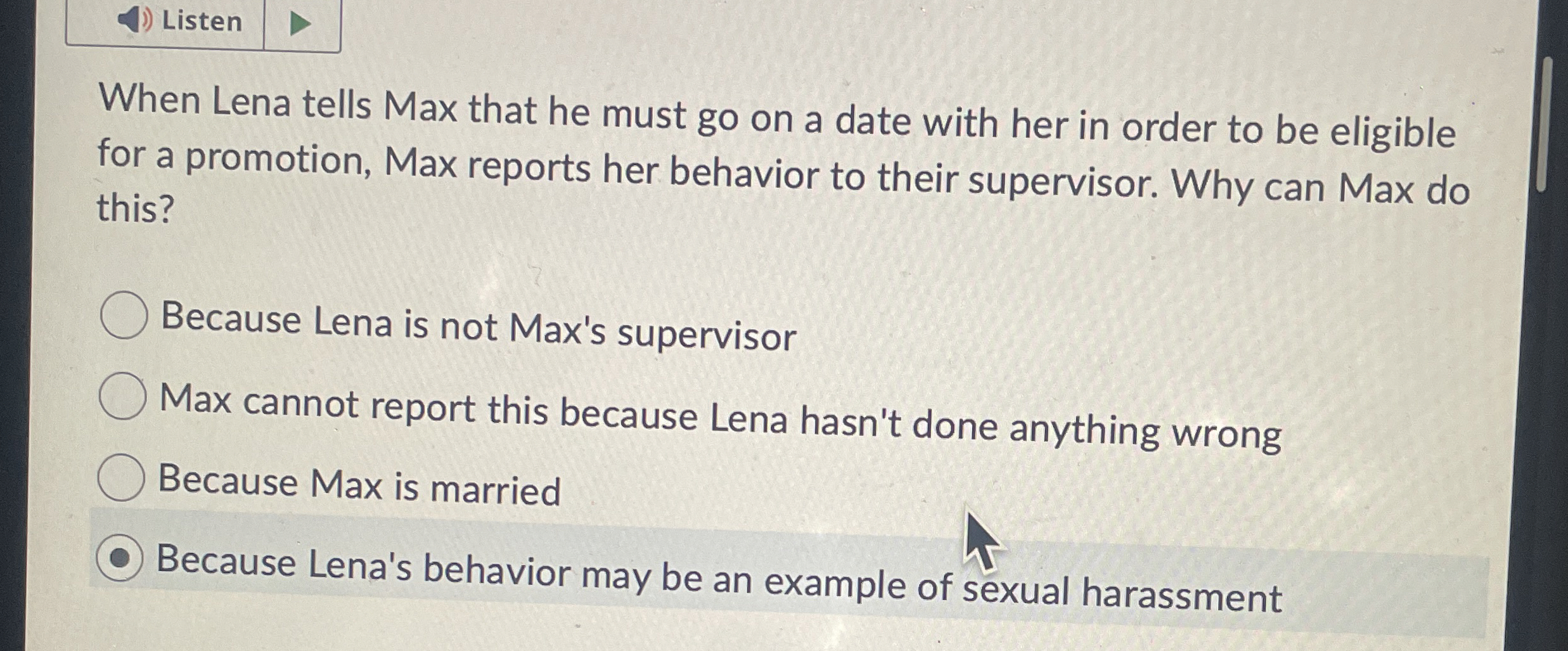 Solved When Lena tells Max that he must go on a date with | Chegg.com