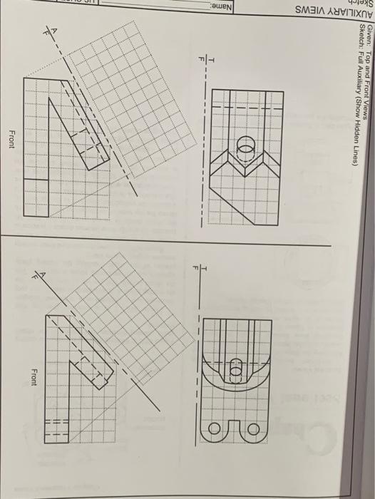 Solved Given: Top and Front Views Sketch: Full Auxiliary | Chegg.com