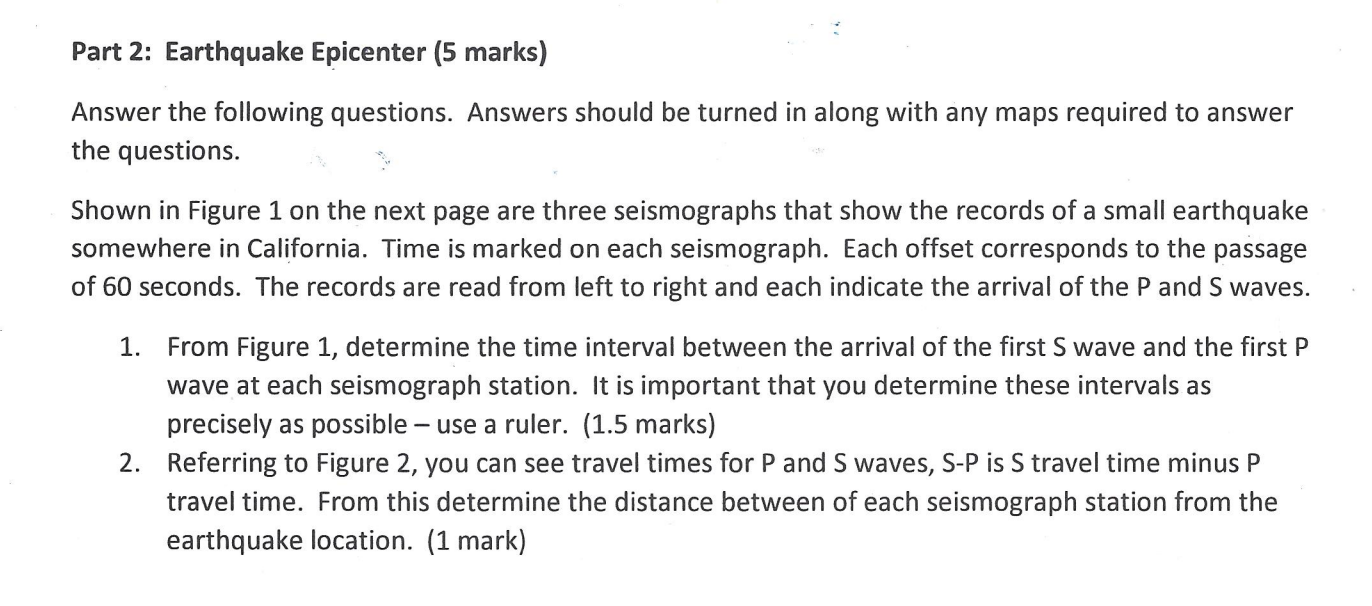 Solved Part 2: Earthquake Epicenter (5 ﻿marks)Answer the | Chegg.com