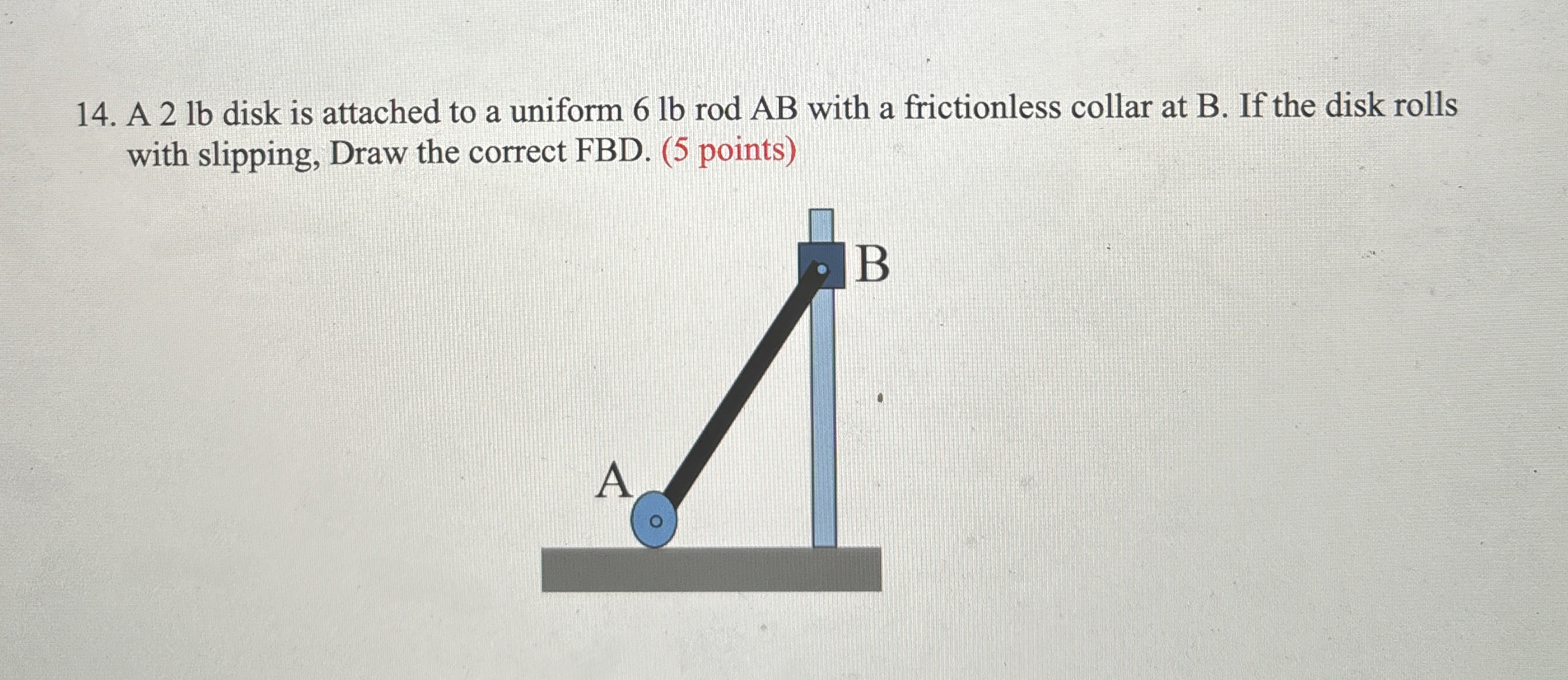 Solved A 2 ﻿lb disk is attached to a uniform 6 ﻿lb rod AB | Chegg.com