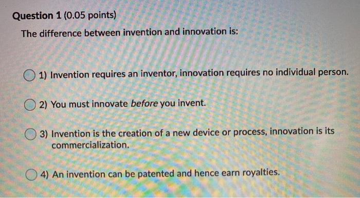 Solved Question 1 (0.05 points) The difference between | Chegg.com