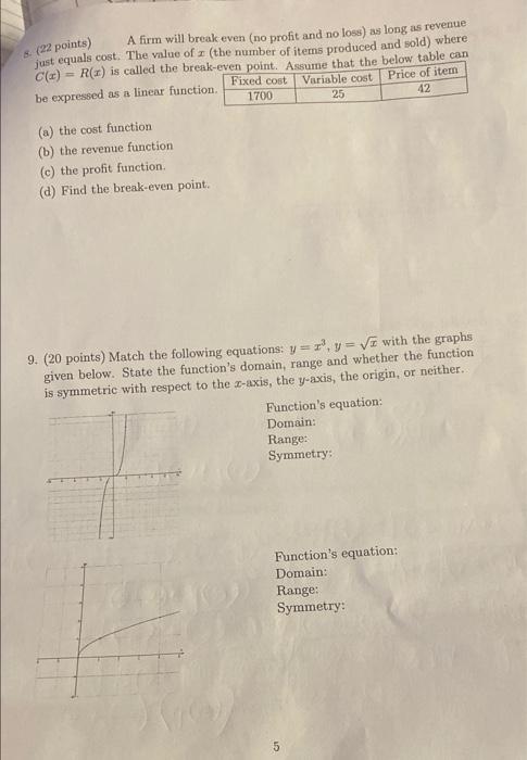 Solved (gof)(x) Domain: 6. (22 points) Use the given graph | Chegg.com