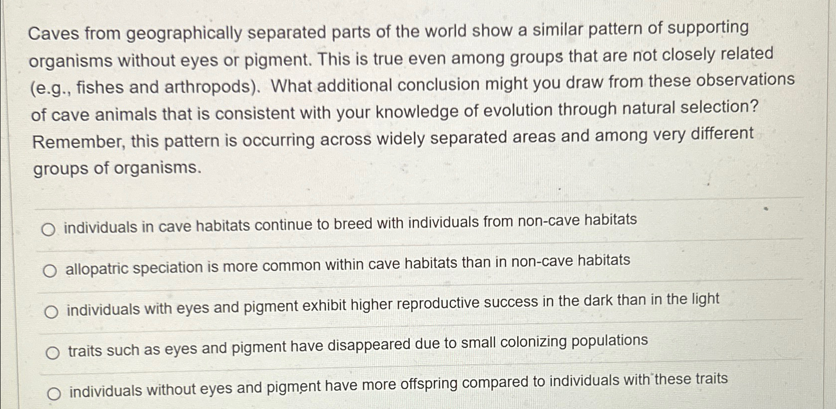 Solved Caves from geographically separated parts of the | Chegg.com