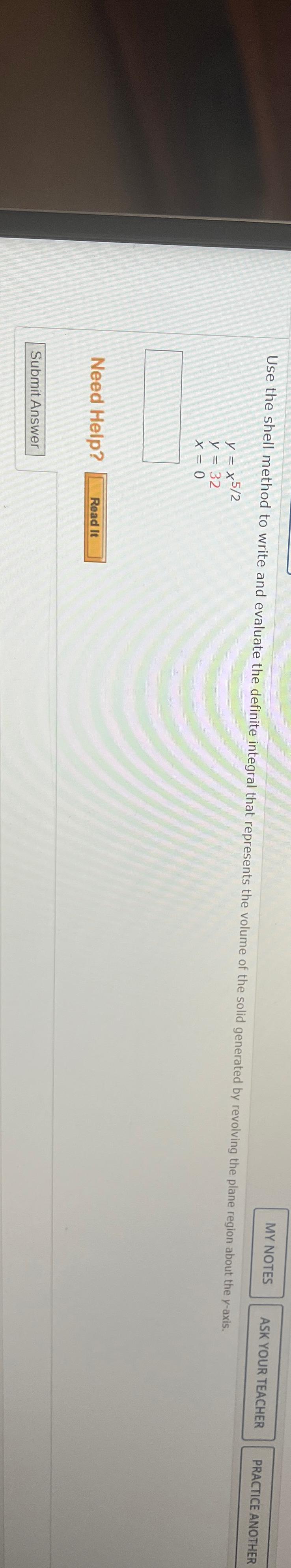 Solved Use the shell method to write and evaluate the | Chegg.com