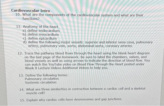 Solved Cardiovascular Intro 10. What are the components of | Chegg.com