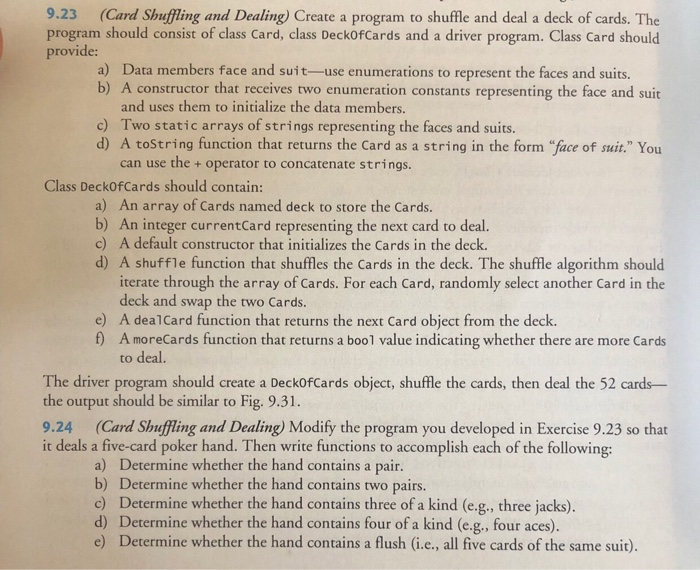 Solved 9.27 (Project: Card Shuffling and Dealing) Modify the | Chegg.com