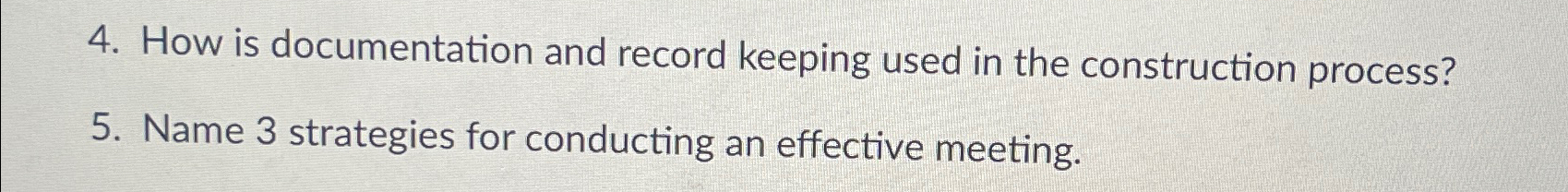 Solved How is documentation and record keeping used in the | Chegg.com
