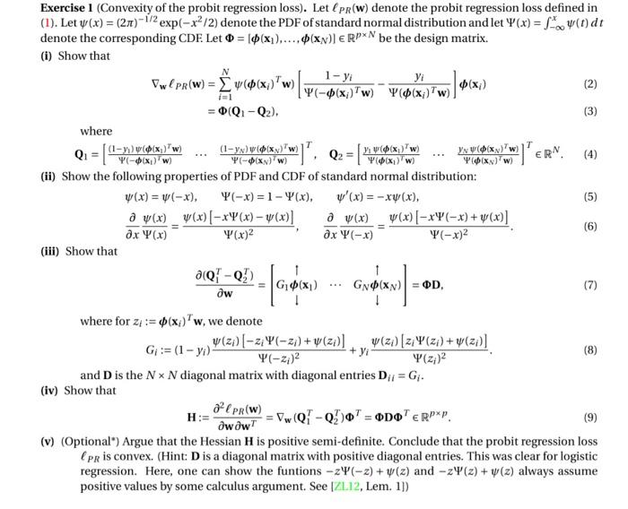Solved Exercise 1 (Convexity of the probit regression loss). | Chegg.com
