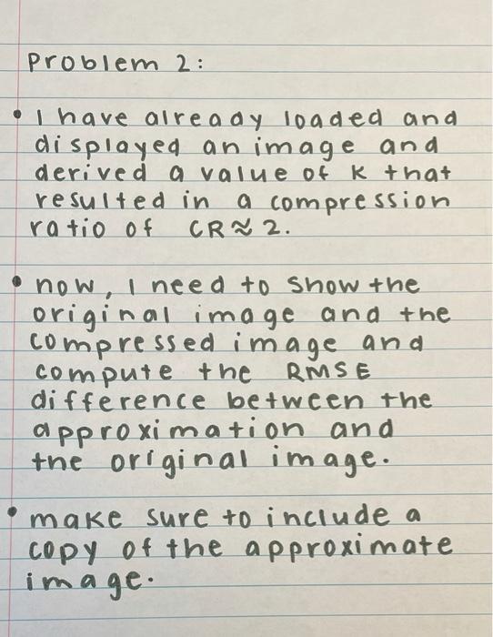 MATLAB.Please help me code the RMSE of the original | Chegg.com