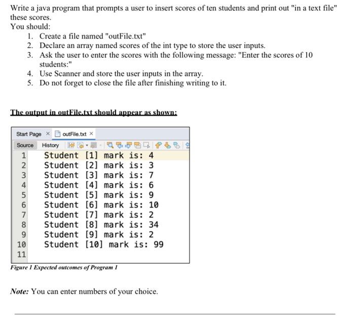 Solved Write a java program that prompts a user to insert | Chegg.com