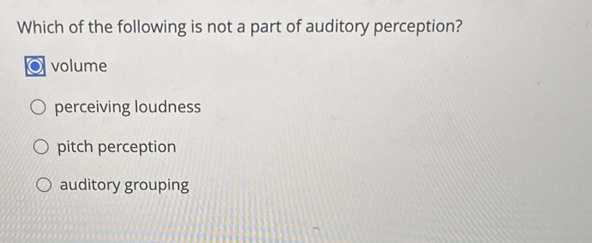 Solved Which of the following is not a part of auditory | Chegg.com