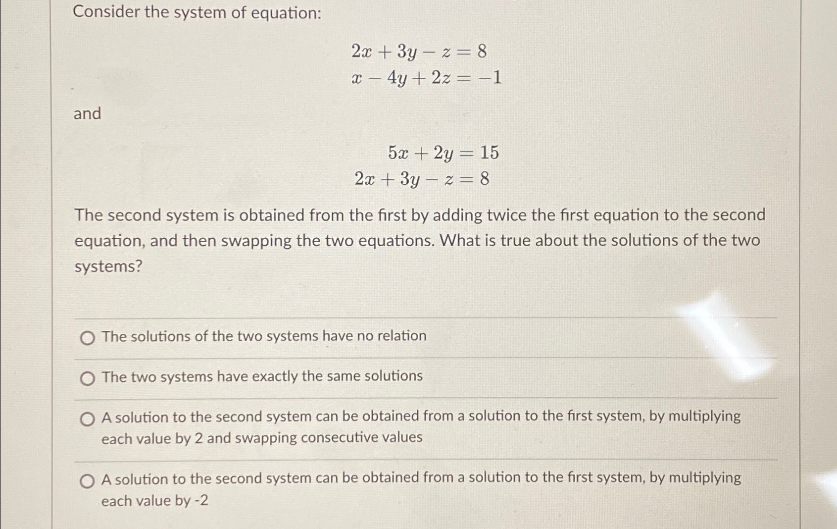 Solved Consider the system of | Chegg.com
