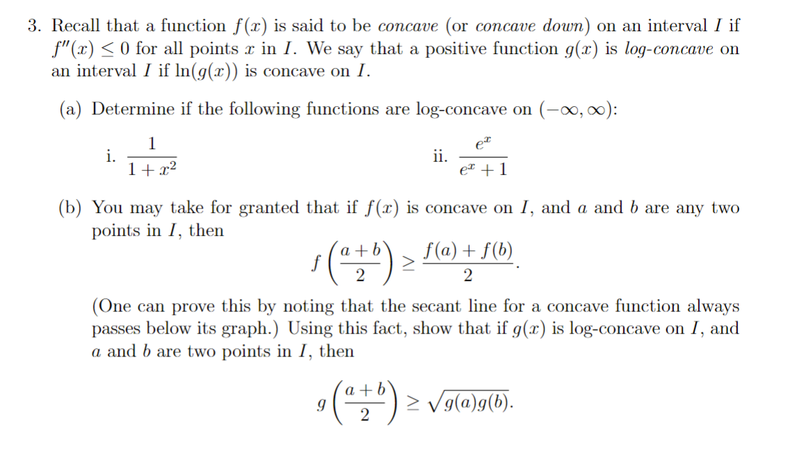 Recall that a function f(x) ﻿is said to be concave | Chegg.com