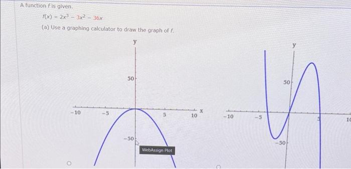 Solved A function fis given f(x) = 2x - 3x² - 36x (a) Use a | Chegg.com