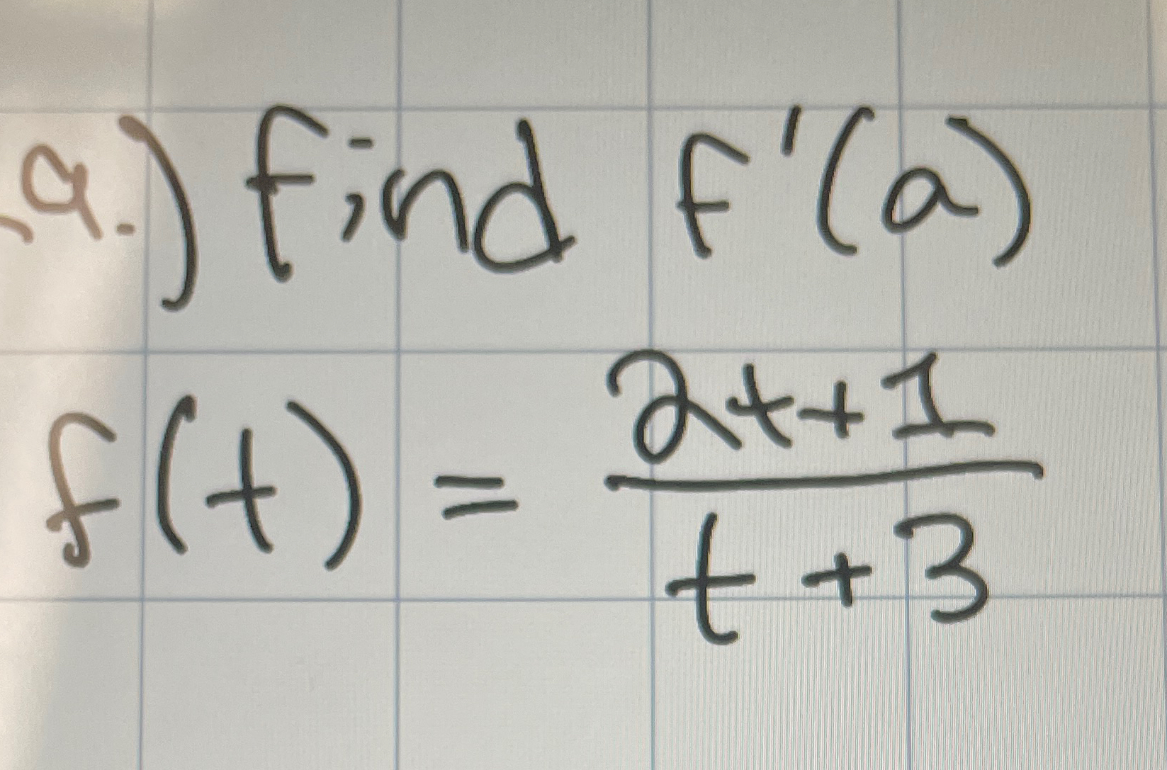 Solved a.) ﻿find f'(a)f(t)=2t+1t+3 | Chegg.com