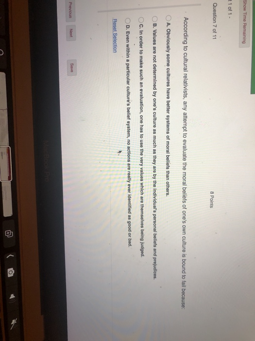 Solved Show Time Remaining R1 of 1- Question 7 of 11 8 | Chegg.com