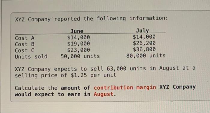 Solved XYZ Company reported the following information: XYZ | Chegg.com
