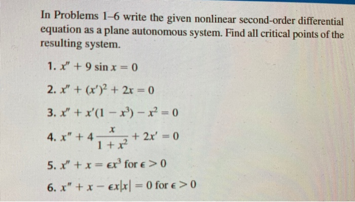 Solved In Problems 1-6 write the given nonlinear | Chegg.com