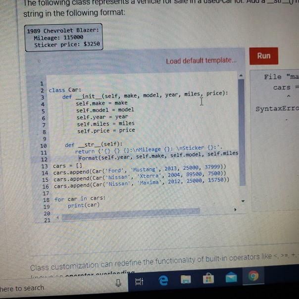 Solved ZYDE 9.8.1: Customization of printing a class | Chegg.com