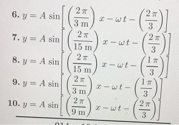 Solved A harmonic wave y=Asin[kx−ωt−ϕ], where A=1 m,k has | Chegg.com