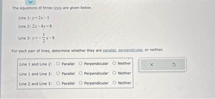 Solved The equations of three lines are given below. Line 1: | Chegg.com