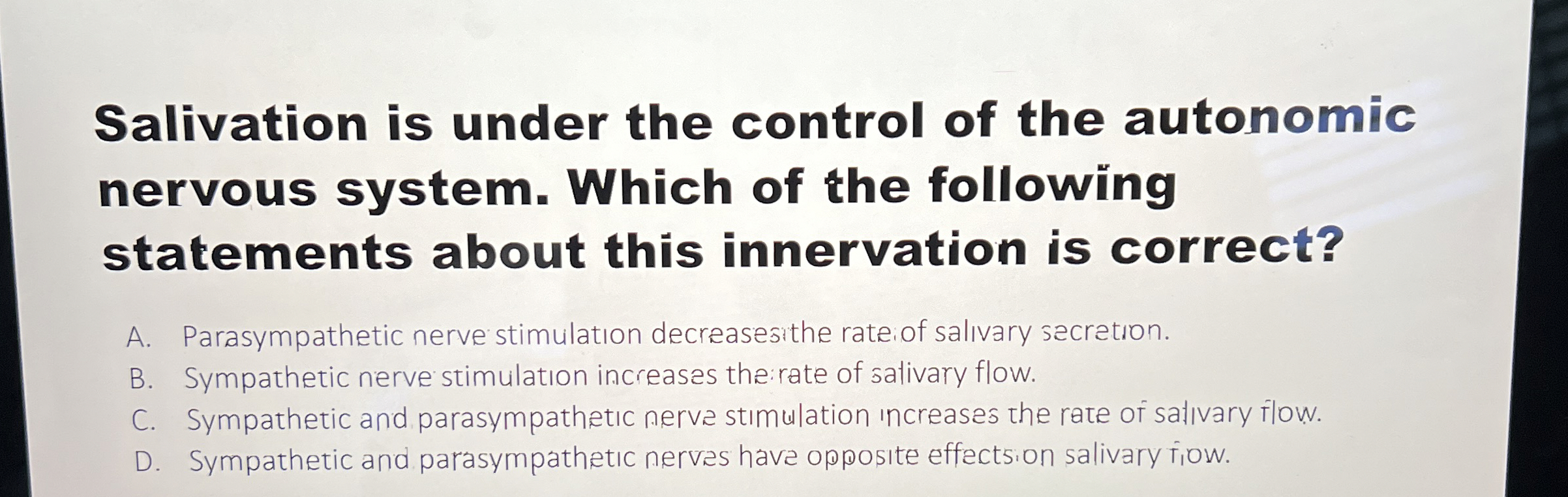 Solved Salivation is under the control of the autonomic | Chegg.com