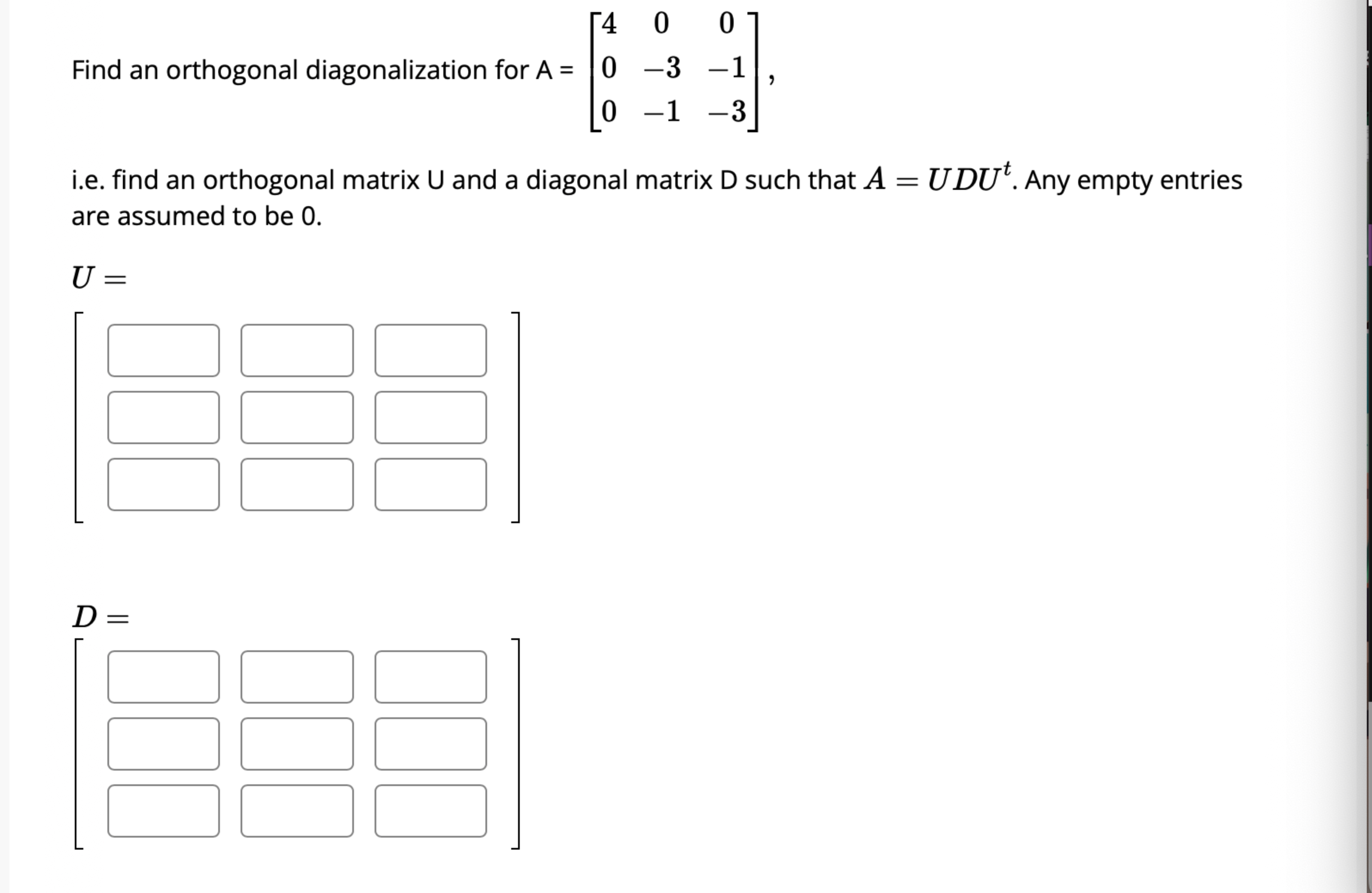 Solved Find an orthogonal diagonalization for | Chegg.com