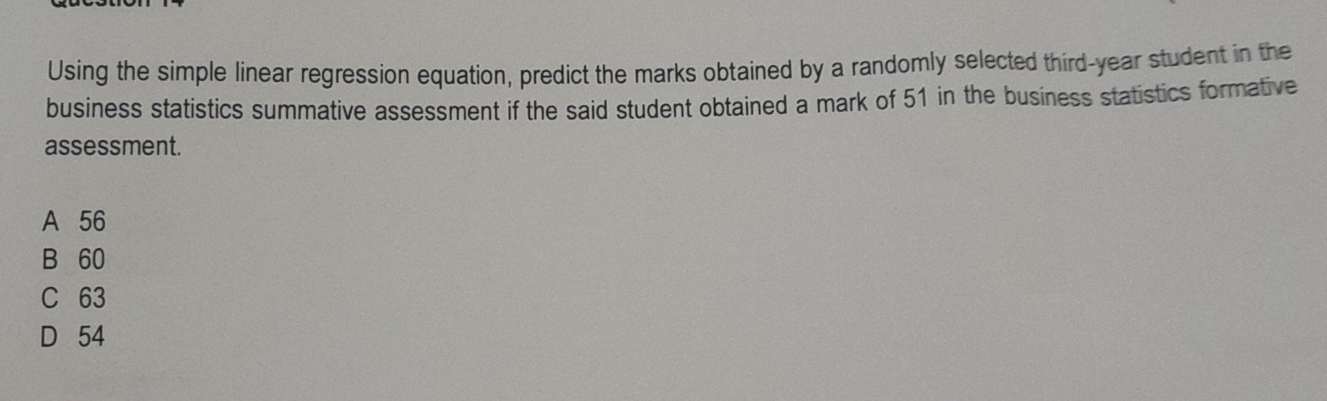 Solved Using the simple linear regression equation, predict | Chegg.com