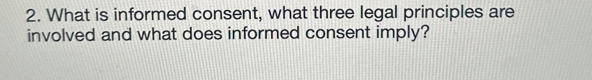Solved What is informed consent, what three legal principles | Chegg.com