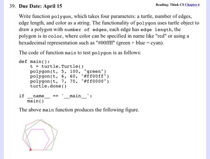 Solved Write function polygon, which takes four parameters: | Chegg.com