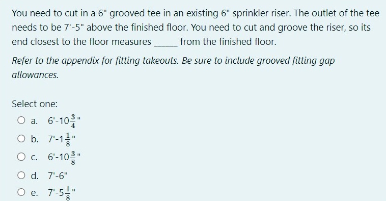 Solved You need to cut in a 6" ﻿grooved tee in an existing | Chegg.com