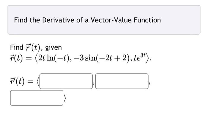Solved Find the Derivative of a Vector-Value Function Find | Chegg.com