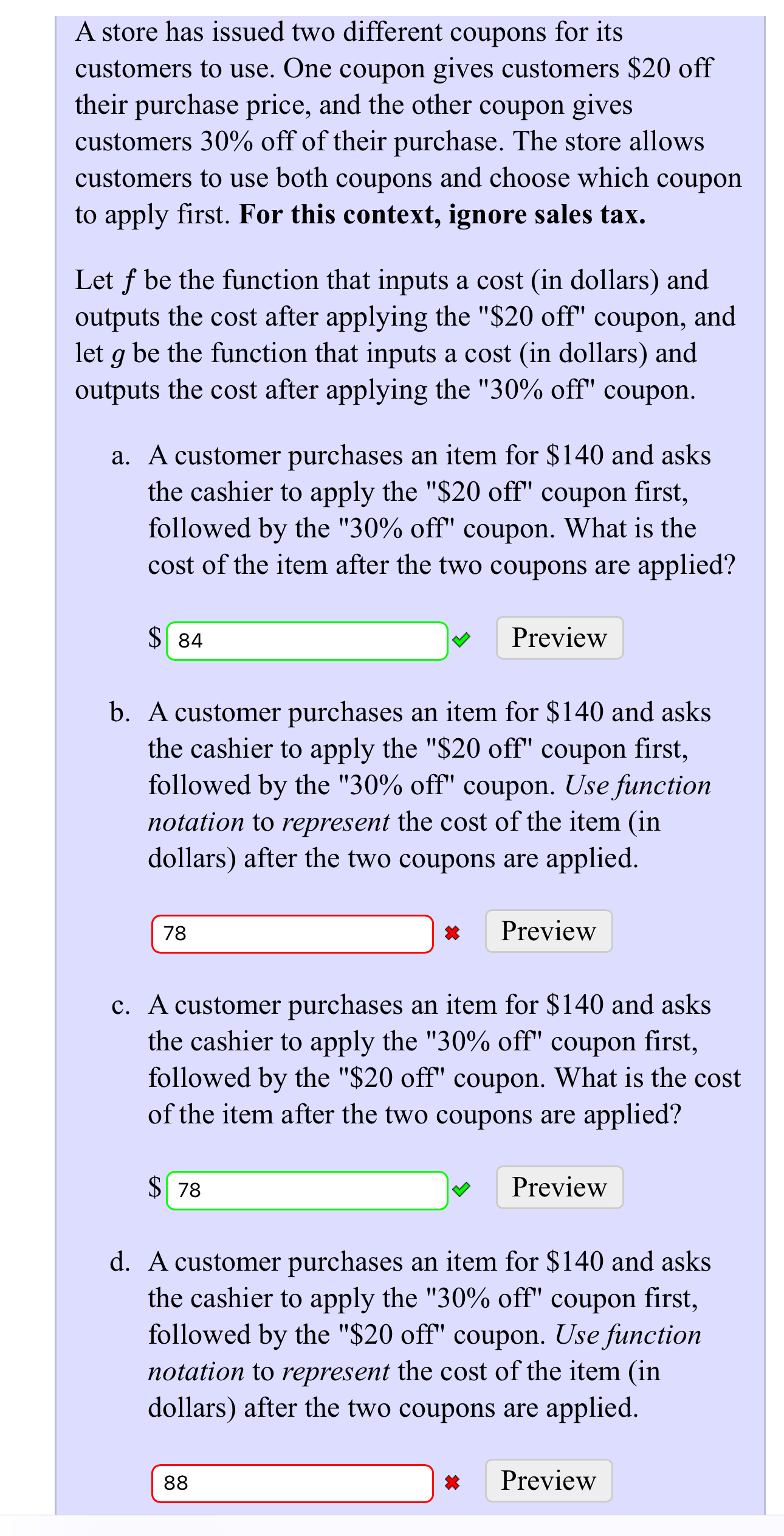 Solved A store has issued two different coupons for | Chegg.com