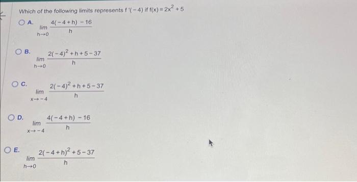 Solved Which of the following limits represents ( | Chegg.com