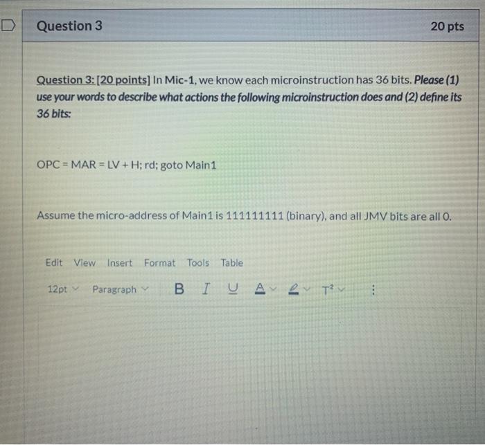 Solved Question 3 20 pts Question 3: (20 points) In Mic-1, | Chegg.com Solved Question 3 20 pts Question 3: (20 points) In Mic-1, | Chegg.com