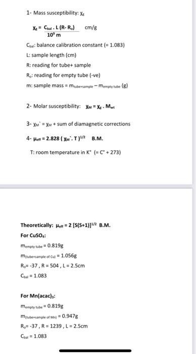 Calculate the magnetic moment for Mn(acac)3 complex | Chegg.com
