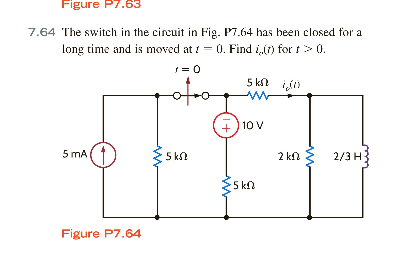 Solved Figure P7.637.64 ﻿The switch in the circuit in Fig. | Chegg.com
