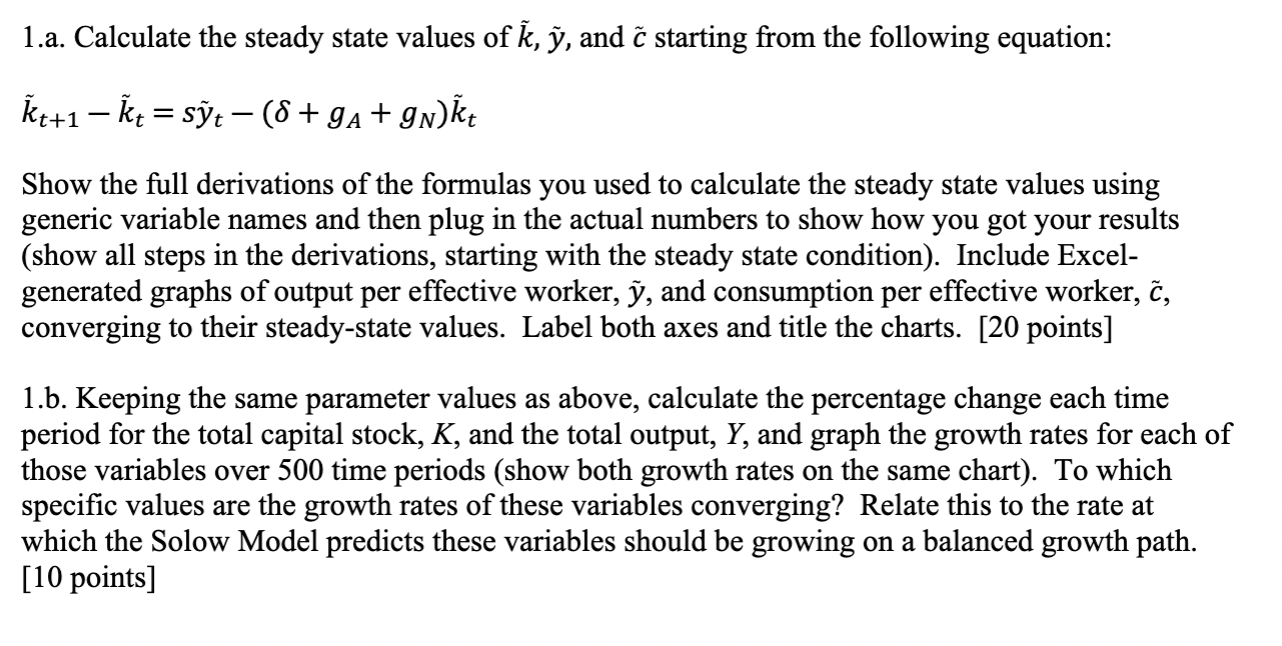 Solved 1.a. ﻿Calculate the steady state values of | Chegg.com