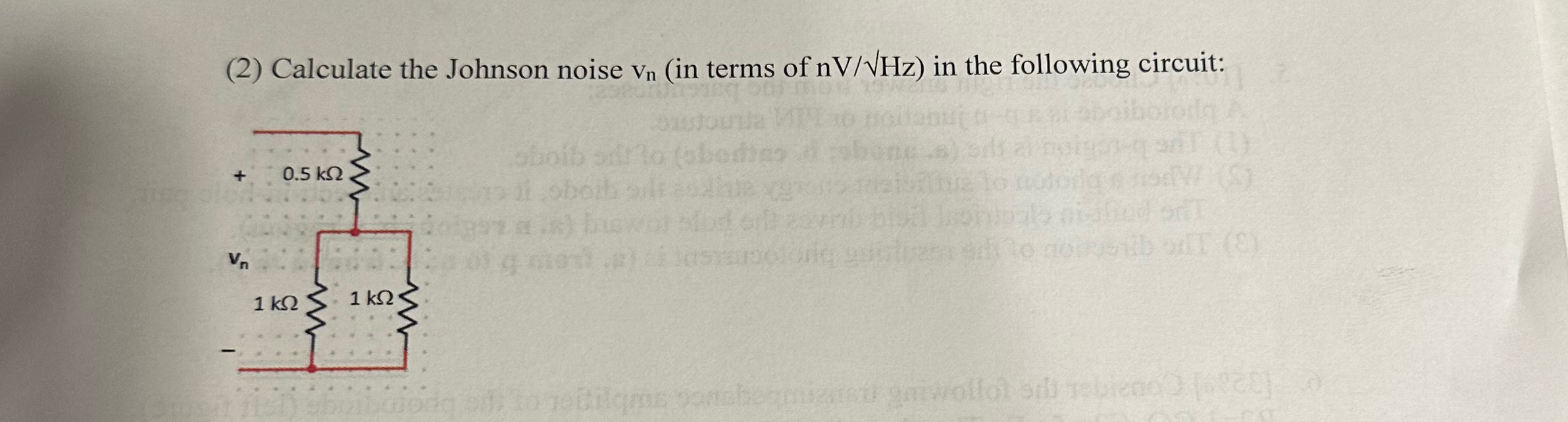 (2) ﻿Calculate the Johnson noise vn (in terms of | Chegg.com