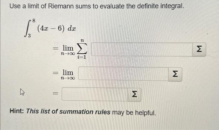 Solved Use a limit of Riemann sums to evaluate the definite | Chegg.com